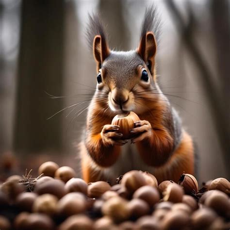 Premium Photo A Squirrel Is Holding A Nut In Its Paws