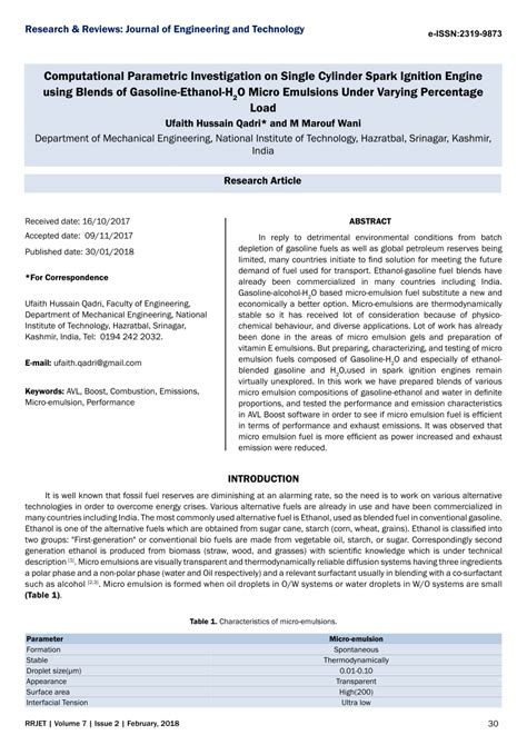 Pdf Computational Parametric Investigation On Single Cylinder Spark Ignition Engine Using
