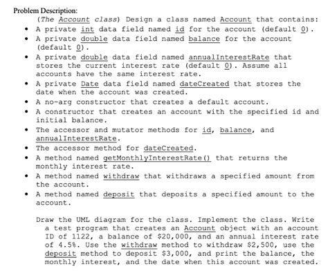 Solved Problem Description The Account Class Design A