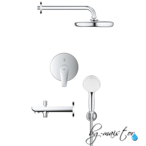 Смесител за вгр за вана с душ пита и чучур Grohe Bauedge