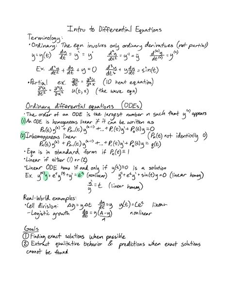 18 03 Lec Jan 31 Intro To Differential Equations Intro To Differential Equations Terminology