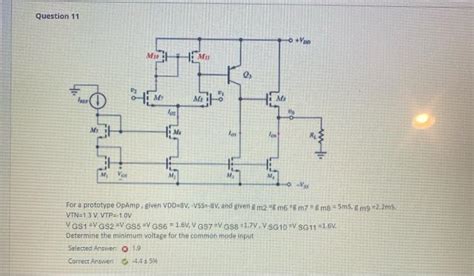 Solved Question For A Prototype OpAmp Given VDD V Chegg Com