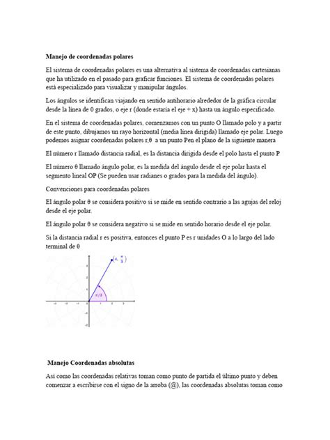 Manejo De Coordenadas Pdf Ángulo Física Matemática