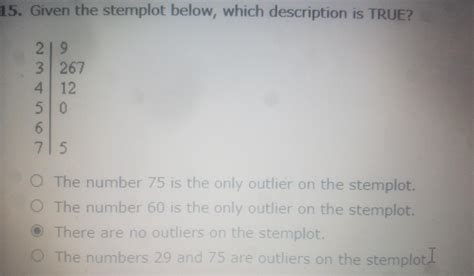 Solved 15 Given The Stemplot Below Which Description Is