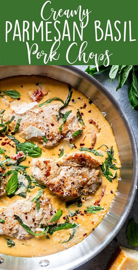 Creamy Parmesan Basil Skillet Pork Chops Recipe Boneless Pork Chop