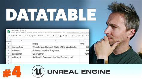 Datatable Et Import Csv Dans Unreal Engine 4 Youtube