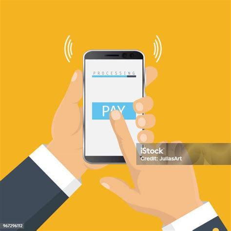 모바일 결제 개념입니다 손 전화를 들고입니다 스마트폰 무선 돈 이동입니다 평면 디자인입니다 벡터 일러스트 레이 션 계산대에 대한 스톡 벡터 아트 및 기타 이미지 Istock