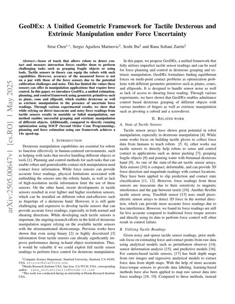 Pdf Geodex A Unified Geometric Framework For Tactile Dexterous And Extrinsic Manipulation