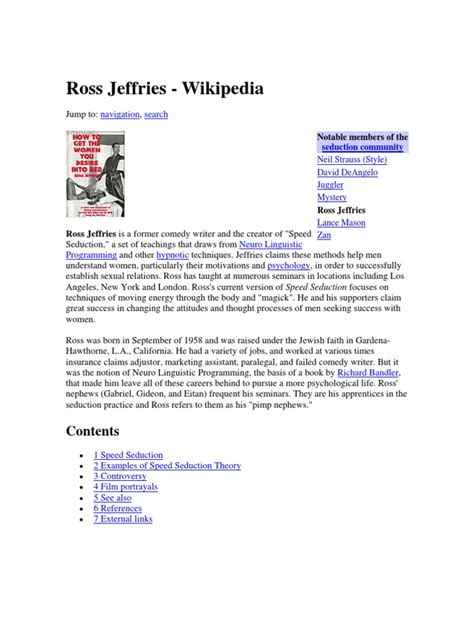 Ross Jeffries Creator Of Speed Seduction Pdf Social Science Self Improvement