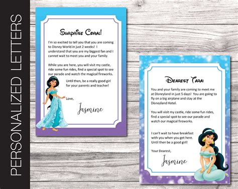 Printable Jasmine Personalized Letters Surprise Trip Reveal Aladdin 5