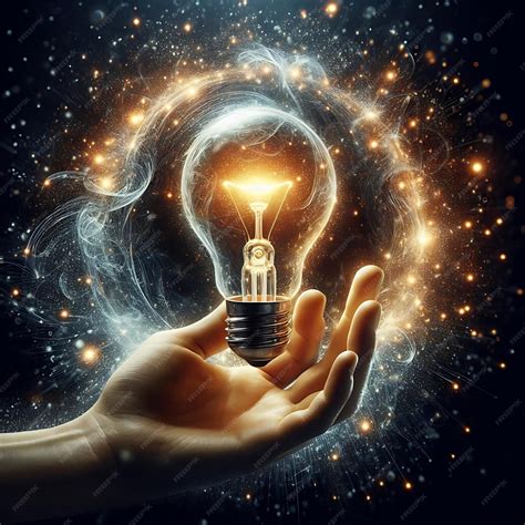 Hand Holding Glowing Light Bulb Symbol Of Innovation And New Ideas