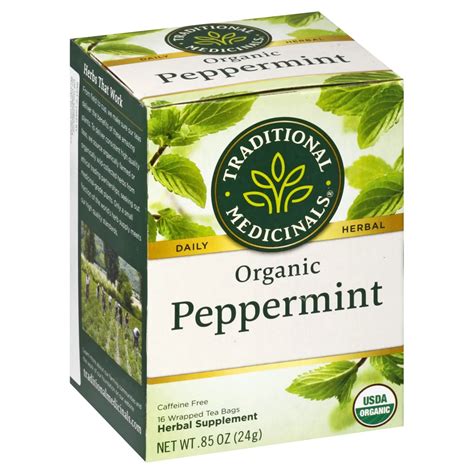 Traditional Medicinals Organic Peppermint Herbal Tea Bags 16 Ct