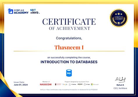 Completed Databases Course Thasneem Ibrahim Posted On The Topic Linkedin
