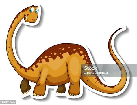 브라키오사우루스 공룡 만화 캐릭터 스티커 공룡에 대한 스톡 벡터 아트 및 기타 이미지 공룡 귀여운 노랑 Istock