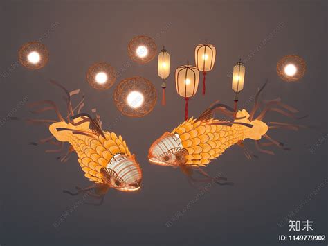 鲤鱼灯3d模型下载【id1149779902】知末3d模型网