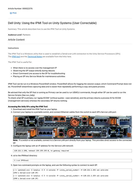 dell unity using the ipmi tool on unity systems user correctable dell us pdf command