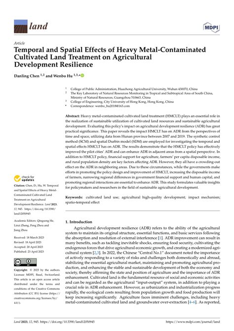 Pdf Temporal And Spatial Effects Of Heavy Metal Contaminated Cultivated Land Treatment On