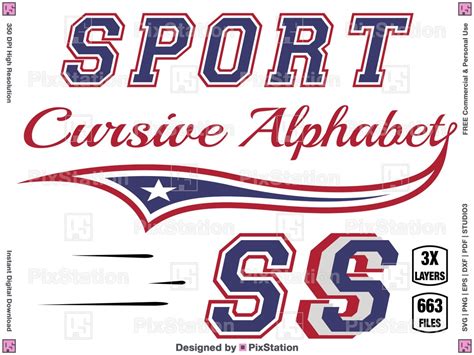 Three Layers Varsity Cursive Alphabet Svg Varsity Layered Etsy