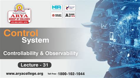 Lecture 31 Controllability And Observability Youtube