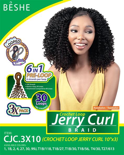 Beshe Synthetic 3x Pre Looped Jerry Curl Crochet Braid 10 Cjc 3x10 Elevate Styles