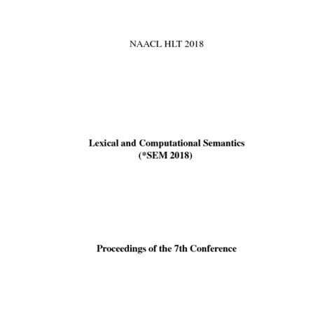 Proceedings Of The Seventh Joint Conference On Lexical And