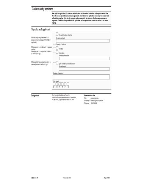 Application For Registration As An Australian Company Free Download