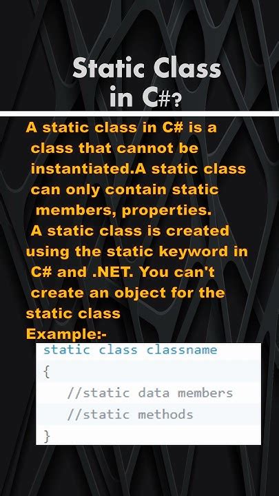 Static Class In C Dotnet Csharp Coding Interview Youtube