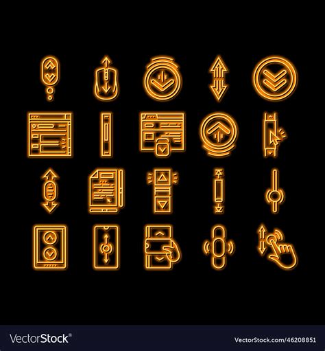 Scroll Computer Mouse Cursor Neon Glow Icon Vector Image