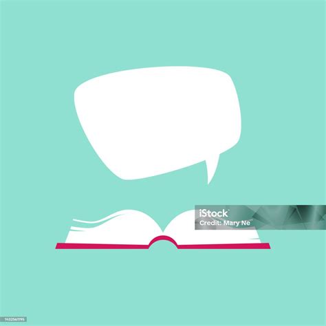Open Book With Red Book Cover And White Speech Bubble Flying Out