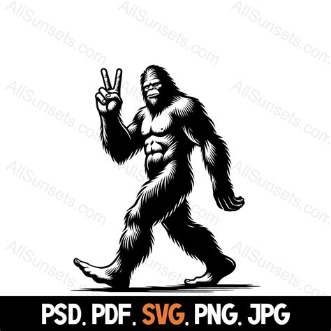 Bigfoot Peace Sign Silhouette Svg Png  Psd Pdf File Types Of A Yeti