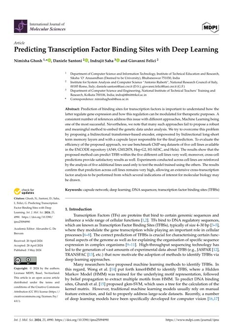 Pdf Predicting Transcription Factor Binding Sites With Deep Learning