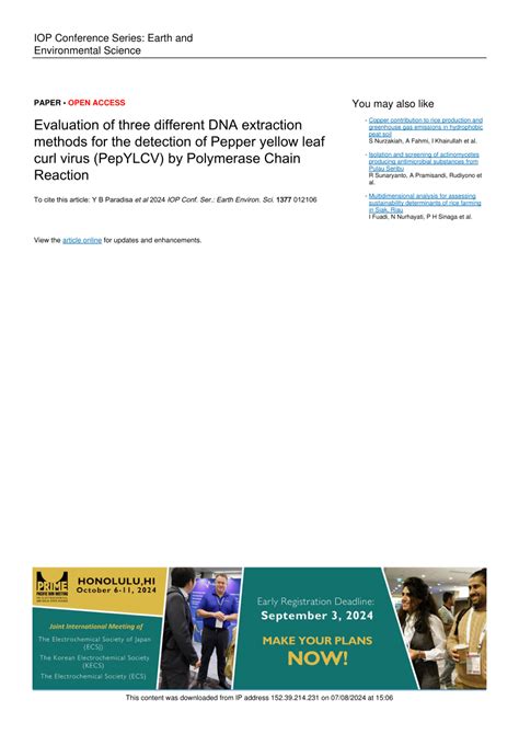 Pdf Evaluation Of Three Different Dna Extraction Methods For The Detection Of Pepper Yellow