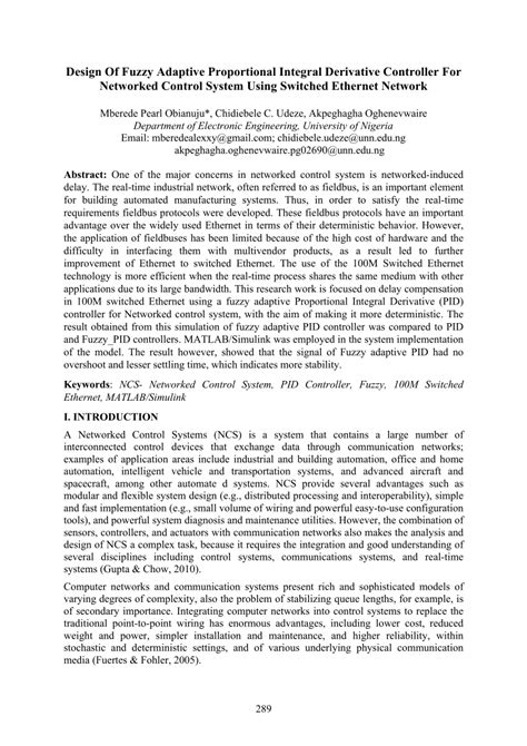 Pdf Design Of Fuzzy Adaptive Proportional Integral Derivative