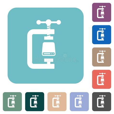 Hard Disk Compression Solid Rounded Square Flat Icons Stock Vector Illustration Of Crank
