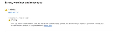 This App Bundle Contains Native Code Warning Message Publish