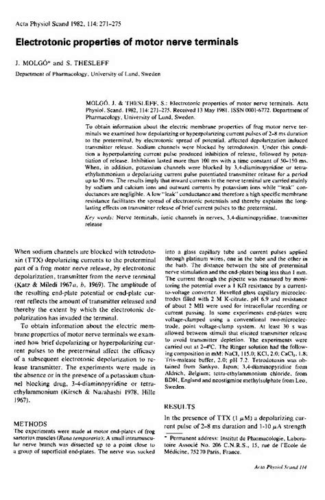 Pdf Electrotonic Properties Of Motor Nerve Terminals Dokumentips