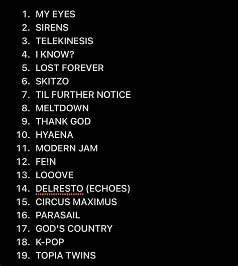 Utopia Track List Ranking W Or L Rtravisscott