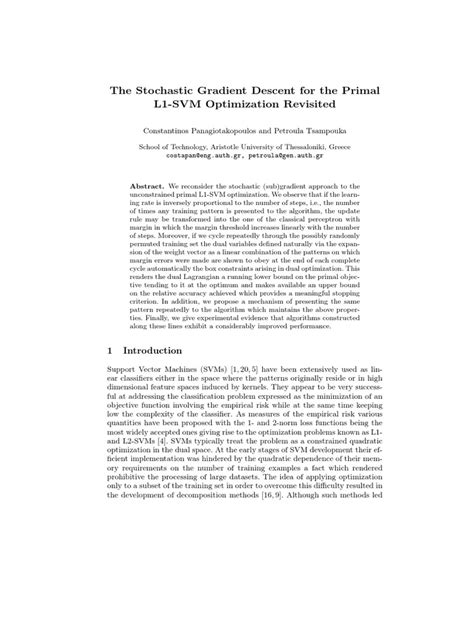 Stochastic Gradient Descent Pdf Support Vector Machine