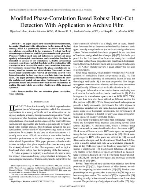 pdf modified phase correlation based robust hard cut detection with