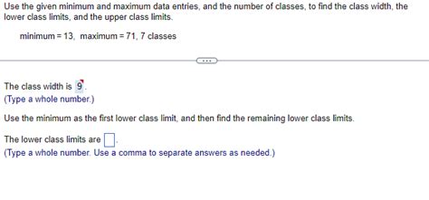 Solved Use The Given Minimum And Maximum Data Entries And