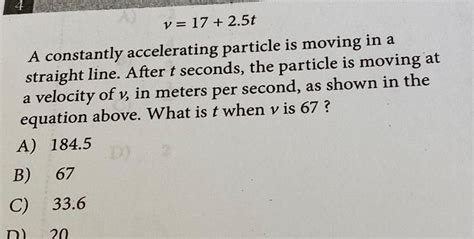 [answered] 4 v 17 2 5t a constantly accelerating particle is moving in