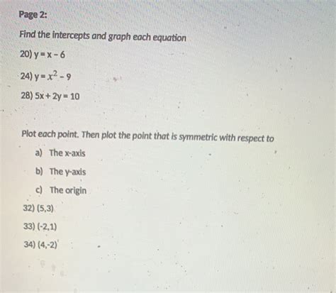 Solved Page Find The Intercepts And Graph Each Equation Chegg