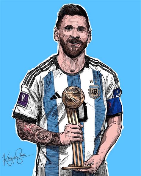 Lionel Messi With Golden Ball Illustration By Kislaya Sinha Messi