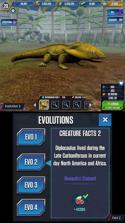 Diplocaulus Gen 2 All Evolution Jurassic World The Game Youtube