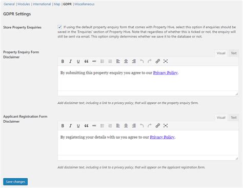 Version Released GDPR Settings And More Property Hive For WordPress