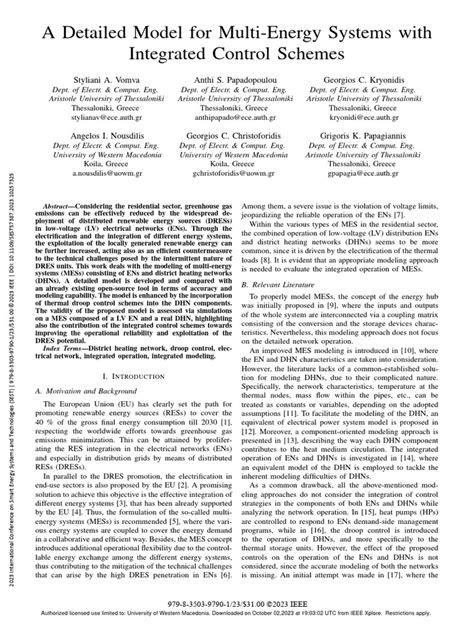 A Detailed Model For Multi Energy Systems With Integrated Control Schemes Pdf Heat Temperature