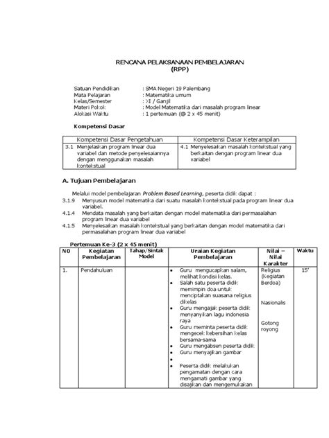 Rpp Model Matematika Pdf