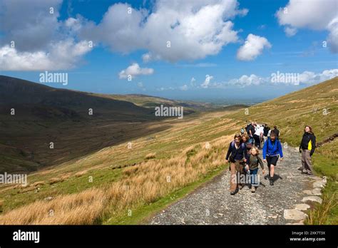 People Walking Along The Llanberis Path One Of The Routes Up Snowdon Snowdonia National Park