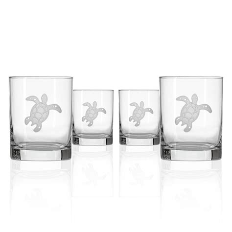 Turtle 13oz Double Old Fashioned Whiskey Glass Set Of 4 Rolf Glass
