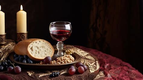Premium Photo Passover Celebration Wine And Bread With Plain Background